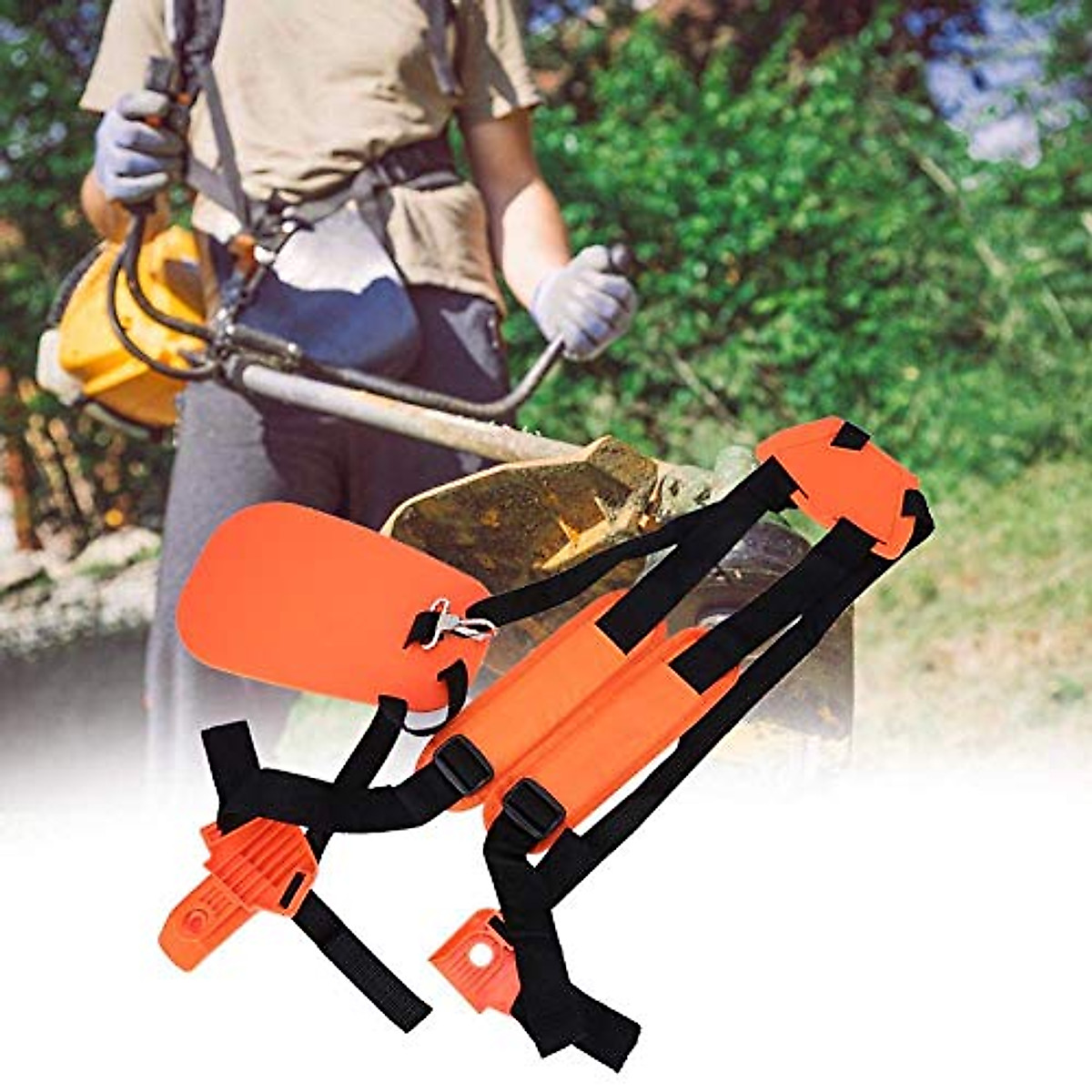 Fdit Double Shoulder Trimmer Shoulder Strap Harness Garden Brush Cutter Lawn Mower Nylon Belt fit for Brush Cutter Trimmer Kit