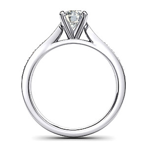 Women's Sterling Silver 1CT Classic 4-Prong Simulated Round Cut Diamond Engagement Ring With Graduated Side Stones (7.5)