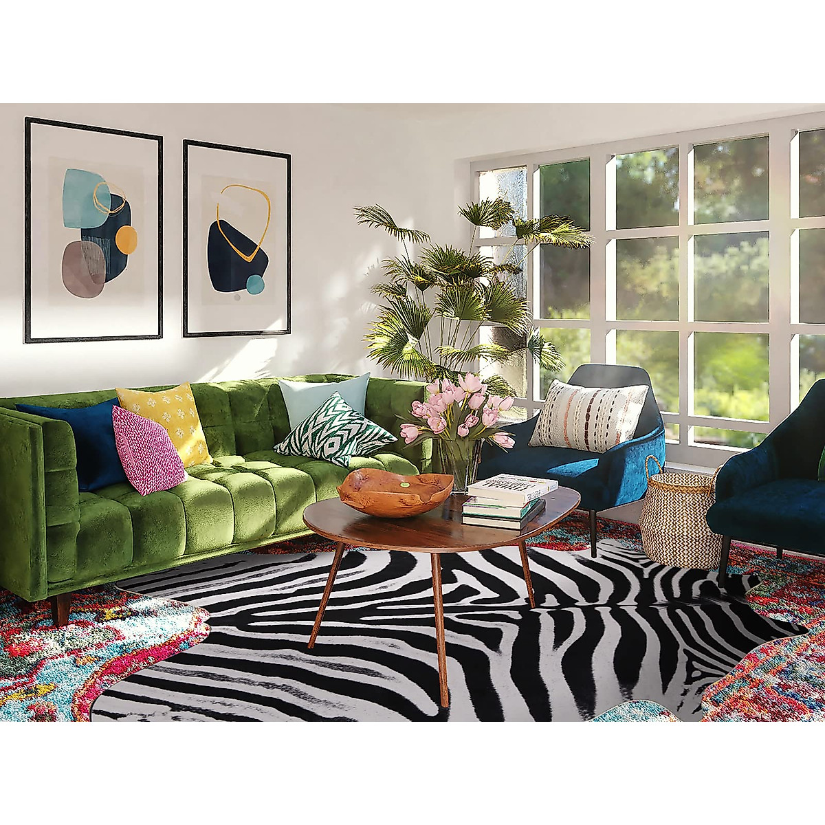 Guyi Rare Large Zebra Rug 7.6X 6.2 ft Faux Cowhide Rug Large Aesthetic Rugs for Bedroom Living Room Dining Room Animal Rug Cowhide Rug (White Zebra Rug, XXL(7.6x6.2 ft))