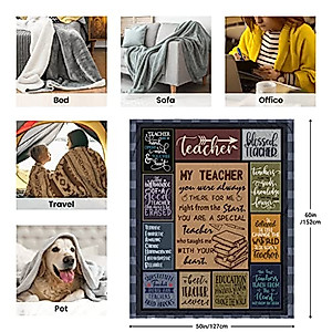 Muxuten Teacher Appreciation Gifts Blanket 60"x50", Teacher Gifts for Women, Best Gifts for Teachers, Teacher Birthday Gifts,Thank You Gift for Music/Math/Teacher,Retirement Teacher Gifts,Teachers Day