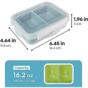 carrotez Food Storage Containers 2 Compartment, Meal Prep Container, Lunch Containers, Portion Control Container, BPA Free, Airtight Lids, Reusable, Snack Containers, 2 Cup (480ml)