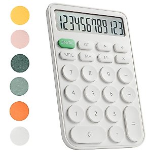 AOAILION Standard Calculator 12 Digit with Large LCD Display and Big Buttons,Cute Calculator,Desktop Calculator for Office, Home, School (White)