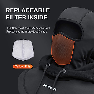 ROCKBROS Ski Mask Thermal Fleece Balaclava Ski Face Mask for Cold Weather Winter Men Outdoor Freezer Worker Black