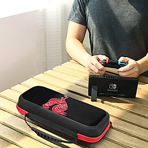 Red Cock Rooster Carry Case Storage Bag Switch Travel Shell Pouch for Accessories and Games