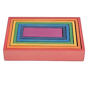 TickiT - 73414 Wooden Rainbow Architect Rectangles - Nesting Puzzle - Stacking Blocks for Ages 12M+