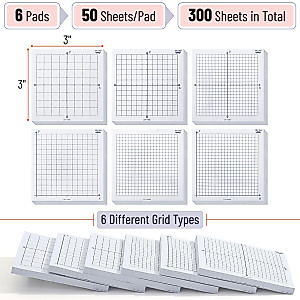 Mr. Pen- Graph Paper Sticky Notes, 6 Pads, 3x3 Inch, Graph Sticky Notes, Math Graph Paper, Graphing Sticky Notes, Grid Sticky Notes, Grid Notepad, Mini Graph Paper