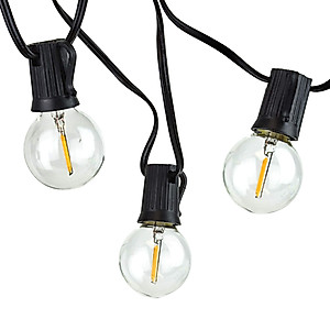 Newhouse Lighting PSTRINGLED50 Foot, 50 Socket Indoor/Outdoor String 55 LED Globe G40 (5 Free Bulbs Included), Wedding Lights, Decorations for Patios, Porches, Backyards, Decks, Bistros, 50ft, Black
