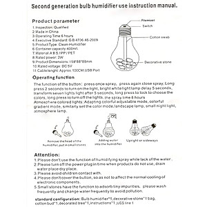 7 Colors USB Air Humidifier Bulb Lamp Shape Decorative Lights Diffuser Purifier Atomizer With Colorful LED Night Light for Office Desk Bedroom Living Room Home Decor (Silver)