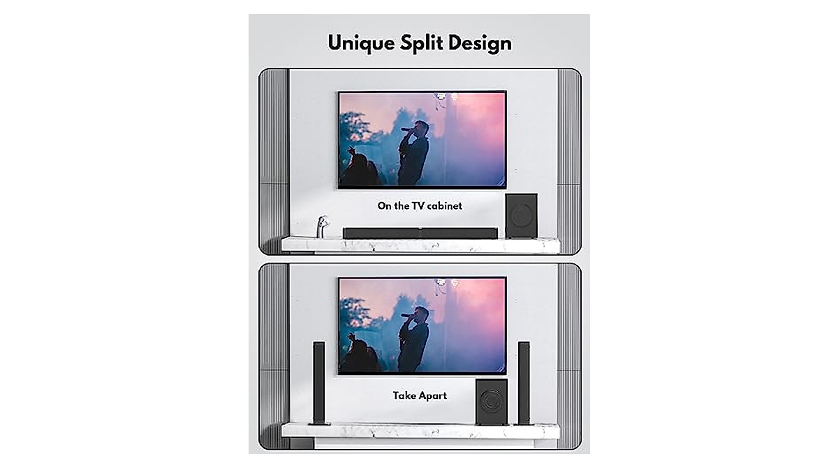 Puxinat 2 in 1 Sound Bar with Subwoofer - Bluetooth System