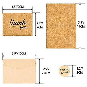 Awpeye 2.7 x 3.5inch Thank You Cards 48 Pack, with Envelopes and Thank You Stickers for Baby Shower, Bridal Wedding, Business, Christmas