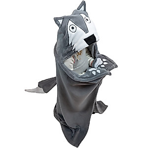 Lazy One Wearable Hooded Blanket for Kids, Animal Hooded Blanket (Wolf Blanket)