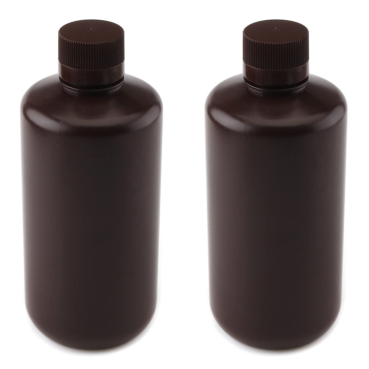 Othmro 2Pcs 33.8oz Plastic Containers Lab Chemical Reagent Bottles, 1000ml Small Mouth Liquid Solid Storage Bottles Round Sample Storage Containers Sealing Bottles with Cap for Food Storage Brown