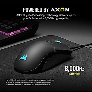 CORSAIR SABRE RGB PRO CHAMPION SERIES FPS/MOBA Gaming Mouse - Ergonomic Shape for Esports and Competitive Play - Ultra-Lightweight 74g - Flexible Paracord Cable,Black