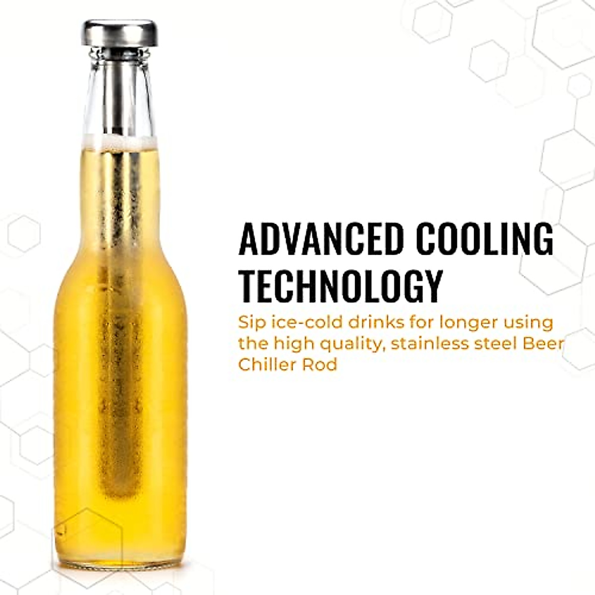 Cork Genius Beer Chiller Sticks, Stainless Steel Beer Bottle Cooler Set, Beer Coolers for Bottles, Beer Gifts and Accessories for Men and Beer Lovers, Pack of 2