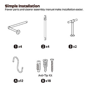 YATINEY Pipe Clothes Rack, 65.2in Wall Mounted Industrial Clothing Rack, Heavy Duty Detachable Garment Rack, Closet Hanging Clothes Rod, Multi-Purpose Hanging Rod for Bedroom, Black FS13L2BB