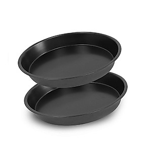 Kslong 2pcs Metal Pizza Plate For Oven Round Bake model Pizza Shop Diy Baking Tools Non-stick Cake Chassis Bakeware Pans(8inch)