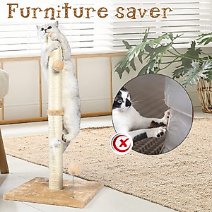 ANWA 32" Tall Cat Scratching Posts for Indoor Cats, 3-in-1 Cat Scratching Post with Plush Toys, Premium Sisal Post for Cats at All Ages with Reinforced Stable Base