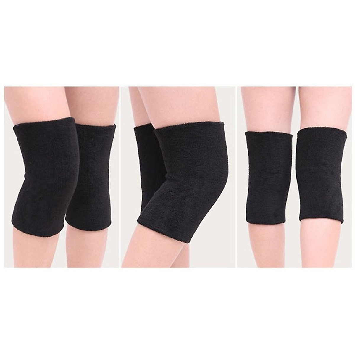 Mcolics Cotton Non-Slip Soft Absorbent Knee Pad Support Brace Protector Leg Sleeve Kneelet Thickening Extended Warm for Men & Women Outdoor Sports Running Dancing Gym Yoga Fitness, 1 Pair (Black)