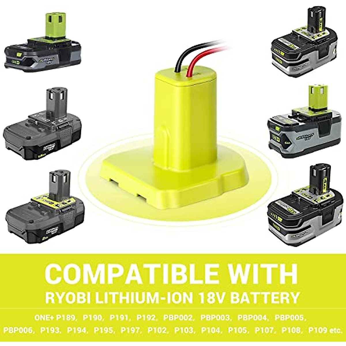 Ecarke for Power Wheels Adaptor for Ryobi 18V One+ P108 P107 P102 Battery Dock Power Connector RC Toy & Car,e-Bike 12 Gauge Robotics （with Wire Terminals）（2 pcs）