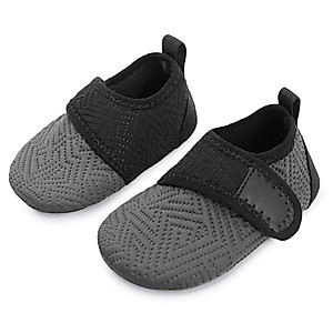 BARERUN Toddler Water Shoes for Girls Boys Kids Barefoot Swim Beach Aqua Shoes Breathable Quick Dry for Outdoor Water Sports Pool River Grey 2-2.5 Years Toddler