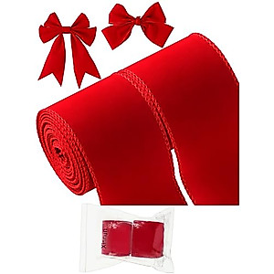 2 Rolls 2.5 Inch 10 Yards Christmas Velvet Ribbon Single Face Christmas Plain Velvet Ribbon for Gift Wrapping Crafts Christmas Wreath Tree Decor (Red)