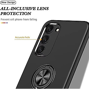 YRMJK S23 Plus Case,Built in 2 Screen Protectors + 2 Camera Lens Protector,Military Grade,3D Full Cover with Kickstand Ring Case for Samsung Galaxy S23 Plus 5G Black