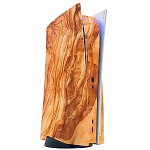 ITS A SKIN Skins Compatible with Sony Playstation 5 Console Disc Edition - Protective Decal Overlay stickers wrap cover - Marble Wood Design Cherry Mahogany