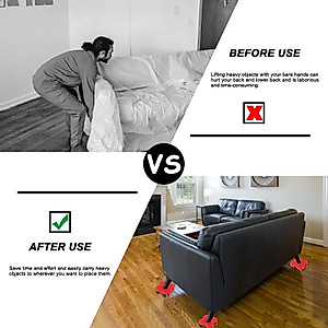 Furniture Lifter 4 Wheels Moving Dolly for Heavy Duty, 360 Rotation Wheels Furniture Mover Dolly, Wheel Dolly Set of 4 in Home Warehouse for Refrigerator Sofa Cabinet, Maximum Load 1102lbs (red)