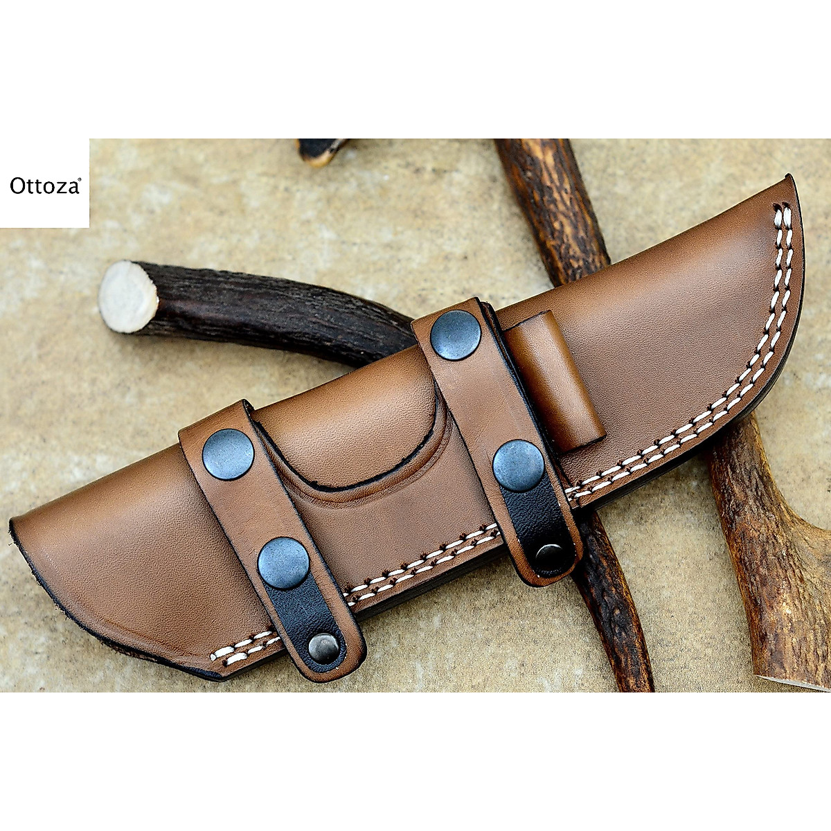 Ottoza TOP GRAIN Leather Knife Sheaths for Fixed Blade Knives, LEFT HAND Leather Knife Sheath for Belt, Leather Knife Holster Belt Knife Holder, Horizontal Knife Sheath for Belt No:102