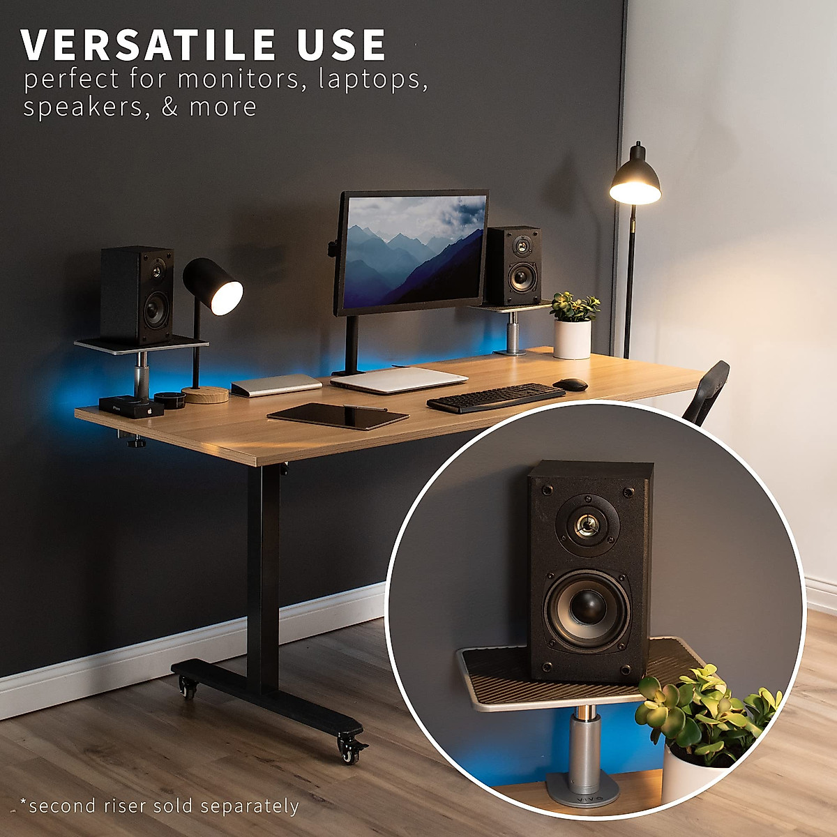 VIVO Clamp-On Universal Height Adjustable Ergonomic Computer Monitor and Laptop Riser, Tabletop Desk Stand, C-Clamp Design, STAND-V000SC