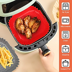 2 Pack Square Air Fryer Silicone Liners Pot for 4 to 7 QT, Anglecai 8 Inch Air Fryer Silicone Bowl Basket, Reusable Air Fryer Silicone Inserts Washable Air Fryer Baking Tray for Air Feyer Oven