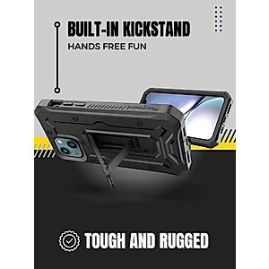 CaseBorne V Compatible with iPhone 14 Plus Case [Not Pro] - Military Grade Full-Body Rugged with Kickstand and Built-in Screen Protector - Black