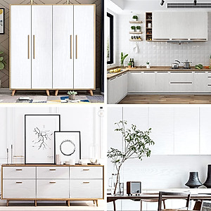 Arthome 17''x120'' White Wood Contact Paper Peel and Stick Self-Adhesive Wallpaper,Decorative Vinyl Film for Countertop Cabinets Furniture Surface and Wall Coverling,Easy to Clean Removable