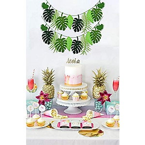 PIXHOTUL 4 Pack Tropical Leaf Banner Hawaii Luau Party Leaves Garland Summer Beach Theme Wedding Birthday Party Decor