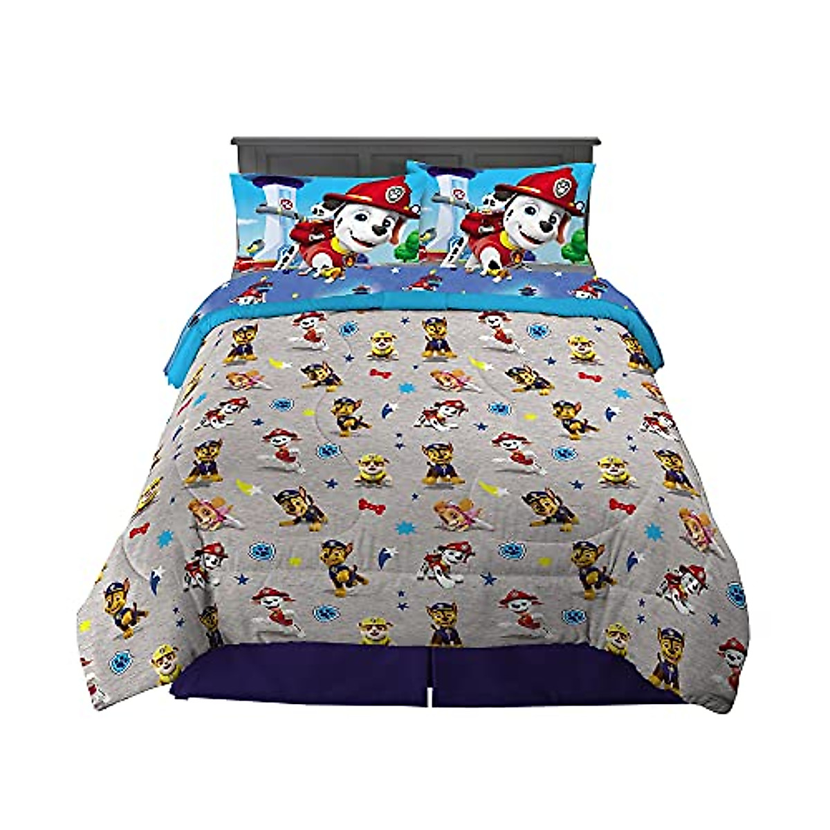 Franco Paw Patrol Kids Bedding Super Soft Comforter And Sheet Set, 5 Piece Full Size, (Official) Nickelodeon, 39 x 75 Inch