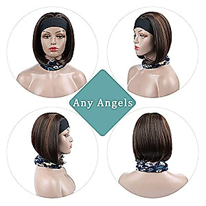 GOWIT Short Headband Wig 10 Inch Bob Headband Wigs for Black Women Glueless Half Wigs Heat Resistant Synthetic Headband Wig for Cosplay Party Daily Use(10",HL6/30/27)