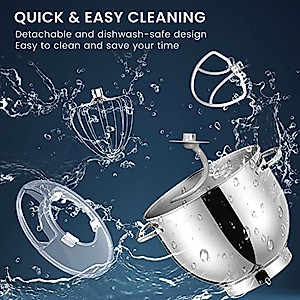 Stand Mixer, Zuccie 660W 6-Speed Tilt-Head Food Mixer, 8L Mixers Kitchen Electric Stand Mixer with Dough Hook, Wire Whip, Beater & Splash Guard (8.5QT, Black)