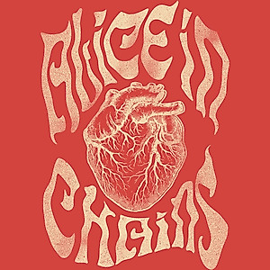 American Classics Alice in Chains T-Shirt - Heart Mens Short Sleeve 90s Music Vintage Style Graphic T-Shirt - Red Heather