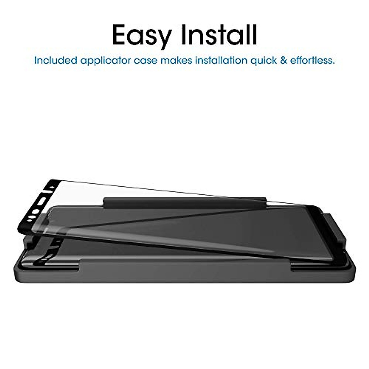 amFilm Screen Protector for Samsung Galaxy Note 9, Full Screen Coverage Screen Protector, 3D Curved Tempered Glass, Dot Matrix with Easy Installation Tray (Black), 2 Pack