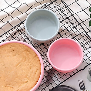 REKIDOOL Silicone Muffin Pans Cupcake Set,4 Inches Round Shaped Silicone Baking Pans Molds Nonstick Cupcake Liners Silicone Baking Cups (Pack of 4, Pink)