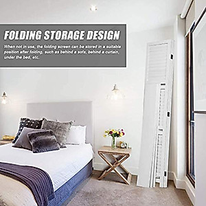 Room Dividers and Folding Privacy Screens 4 Panel 69 Inch Tall Portable Room Seperating Divider w/ 3 Display Shelves Solid Wood Room Partitions and Dividers Freestanding for Home, Office, Restaurant