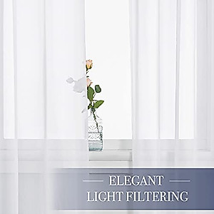 NICETOWN 4 Pieces Sheer White Curtains 84 - Window Treatment Rod Pocket Tulle Voile Drape/Panel Sets for Patio Door (4 Panels, W60 x L84)