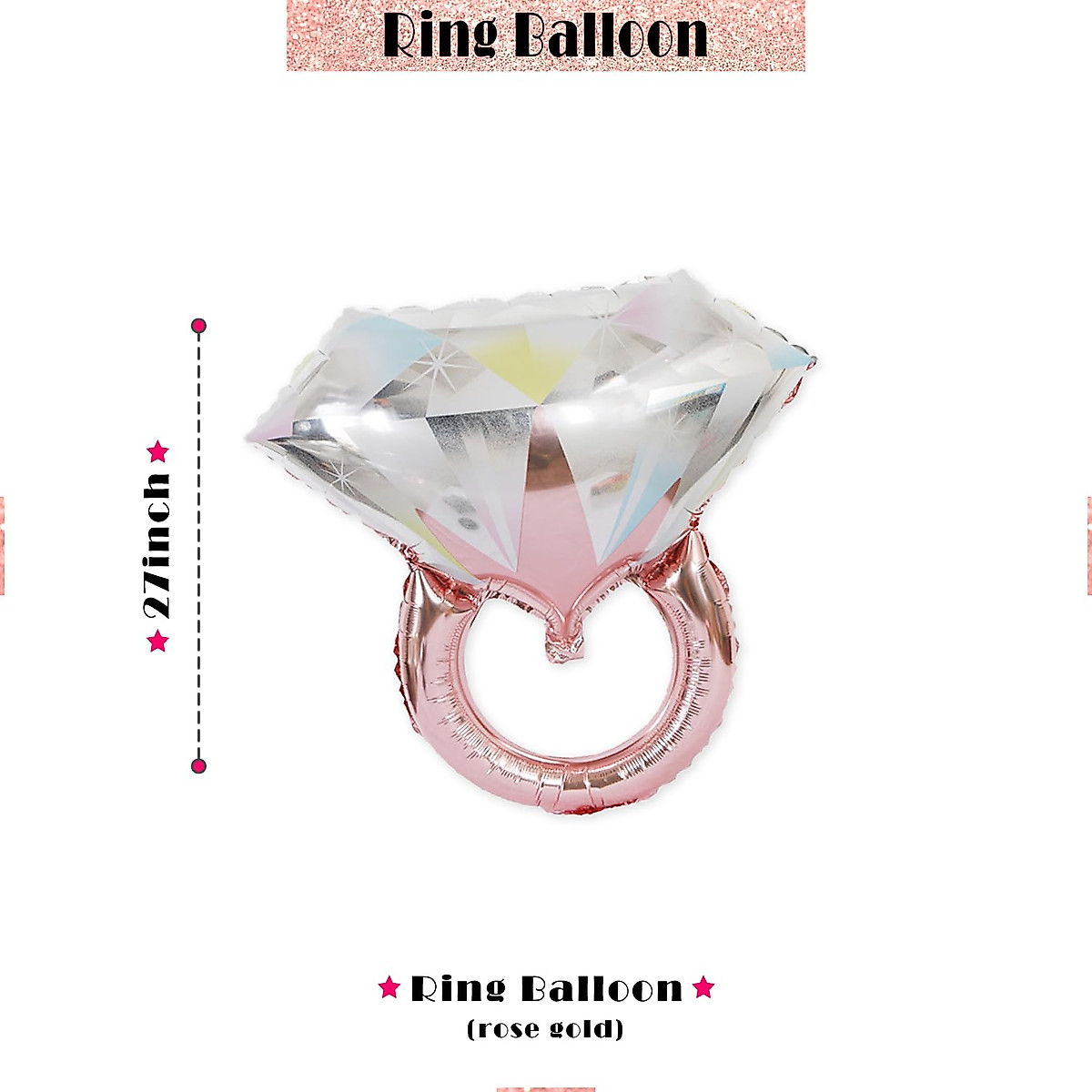 40 inch Bride Balloons White Letters Banner - Bachelorette Party Decorations Kit - Bach Party Supplies and Favors with Ring Balloon, Bottle Balloon and Glass Balloon