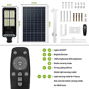 NIORSUN 400W Solar Street Lights Outdoor, Motion Sensor Dusk to Dawn Solar Security Flood Lights with Remote IP67 Waterproof for Parking Lot, Backyard, Driveway, Stadium, Garden(Bright White)