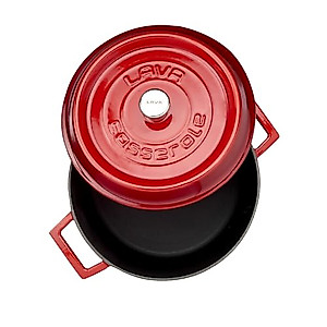 Lava Signature Enameled Cast-Iron Round Dutch Oven - 4-3/4 Quart, Cayenne Red