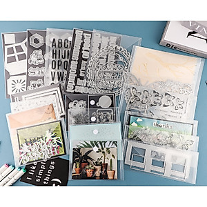 Briartw 20 Storage Envelopes Hook and Loop Closure,7x5" Resealable Plastic Envelopes Pockets for Cutting Dies Stencil Crafts Organizer Holder,Clear Storage Bag for Clear Stamp,Die Cuts,Photos