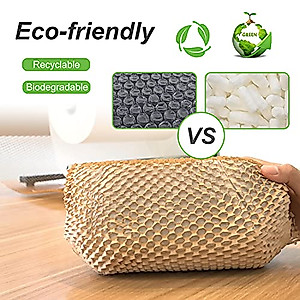 Moving Supplies Honeycomb Packing Paper for Dishes and Glassware 15 Inches * 820 Feet, Large Bubble Cushioning Wrap Roll Eco Friendly Packaging Shipping Material, Sustainable Box Void Filler