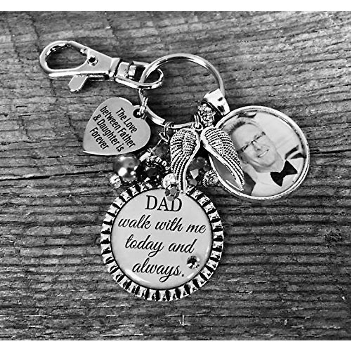 BRIDAL bouquet charm, walk with me today always, REMEMBRANCE jewelry, BRIDAL bouquet photo charm, Forever in my heart, photo pendant, Bride