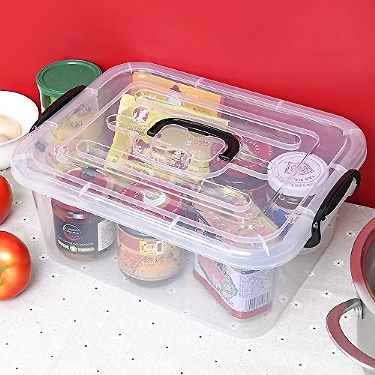 Easymanie 8 Quart Clear Storage Bin with Handle, 2 Packs