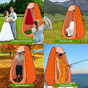 Pop Up Shower Tent Changing Tent with 2 Windows Camping Shower Tent Privacy Tent for Portable Toilet Outdoor Portable Dressing Room, ﻿Waterproof Orange/UPF 50+